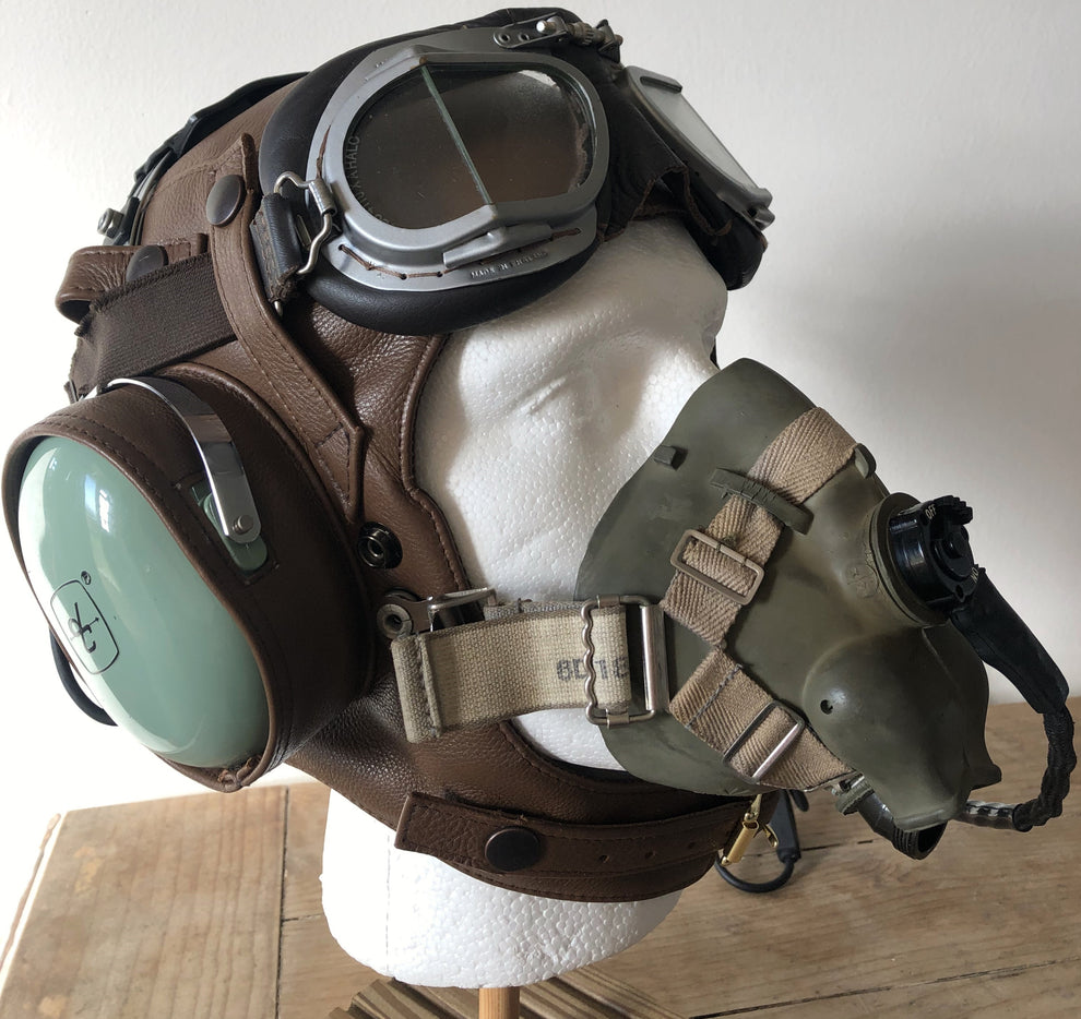 L15 Pilot Leather Helmet NATO H Type Oxygen Mask fittings & Extra Gogg ...