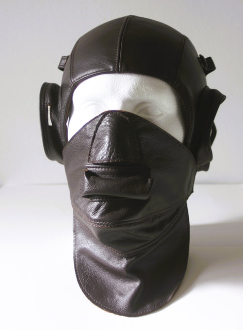 M1 Face Mask Leather Open Cockpit Helmet with Velcro – Leather Driving ...